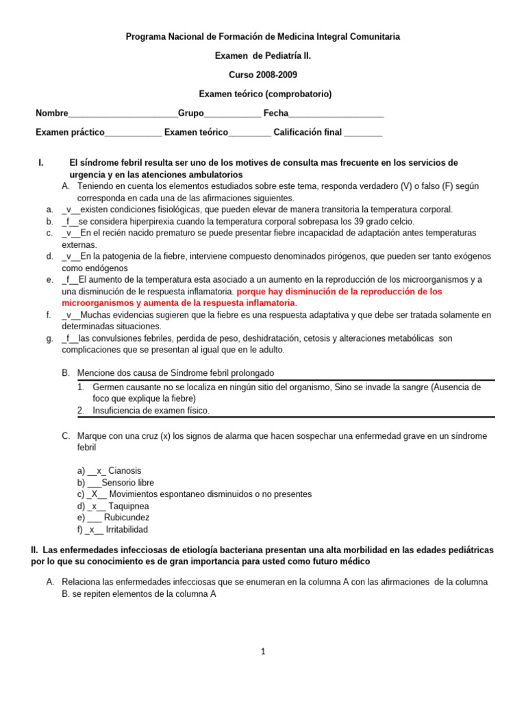 Exm Final de Pediatria 2 | PDF | Diarrea | Hepatitis
