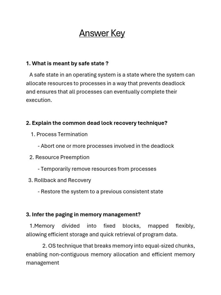 Os Answer Key | PDF | Computer Data Storage | Process (Computing)