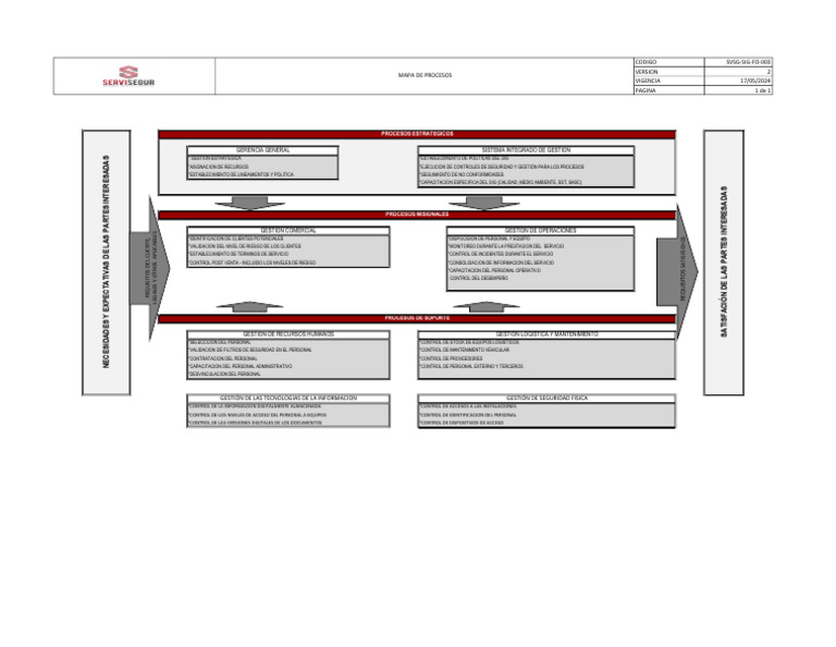 SVSG-SIG-FO-003 - Mapa de Procesos V2 | PDF | Logística | Tecnologías de la información