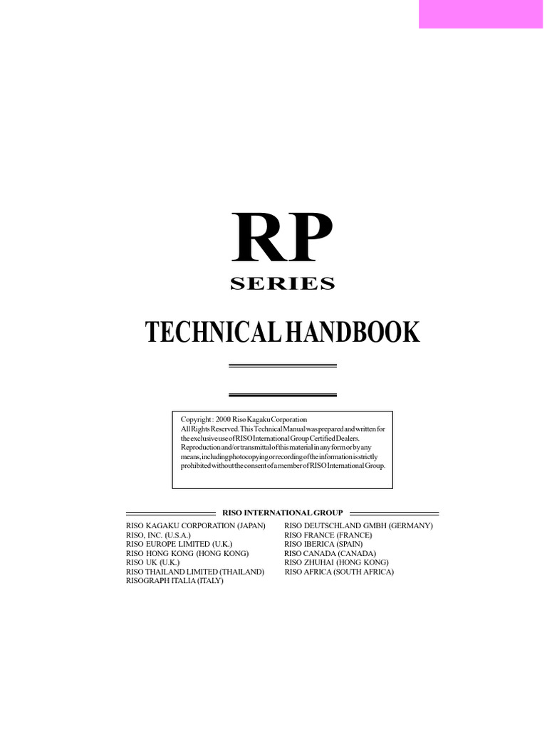Riso RP Series Handbook Manual | PDF | Image Scanner | Screw