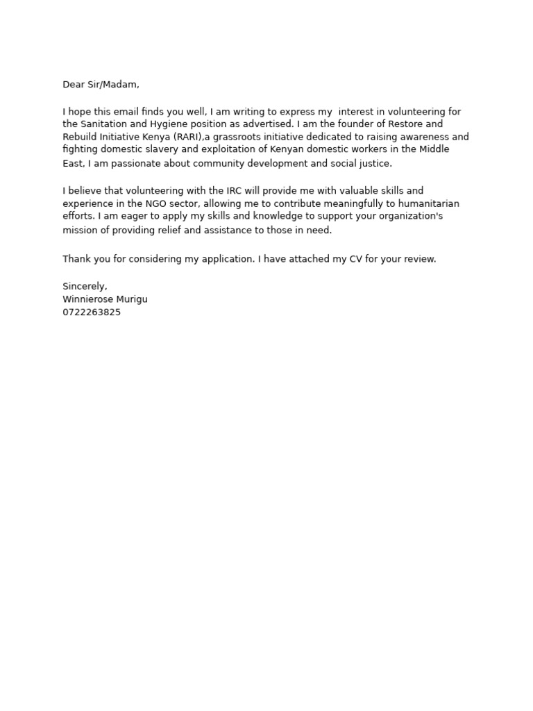 IRC Cover Letter. | PDF
