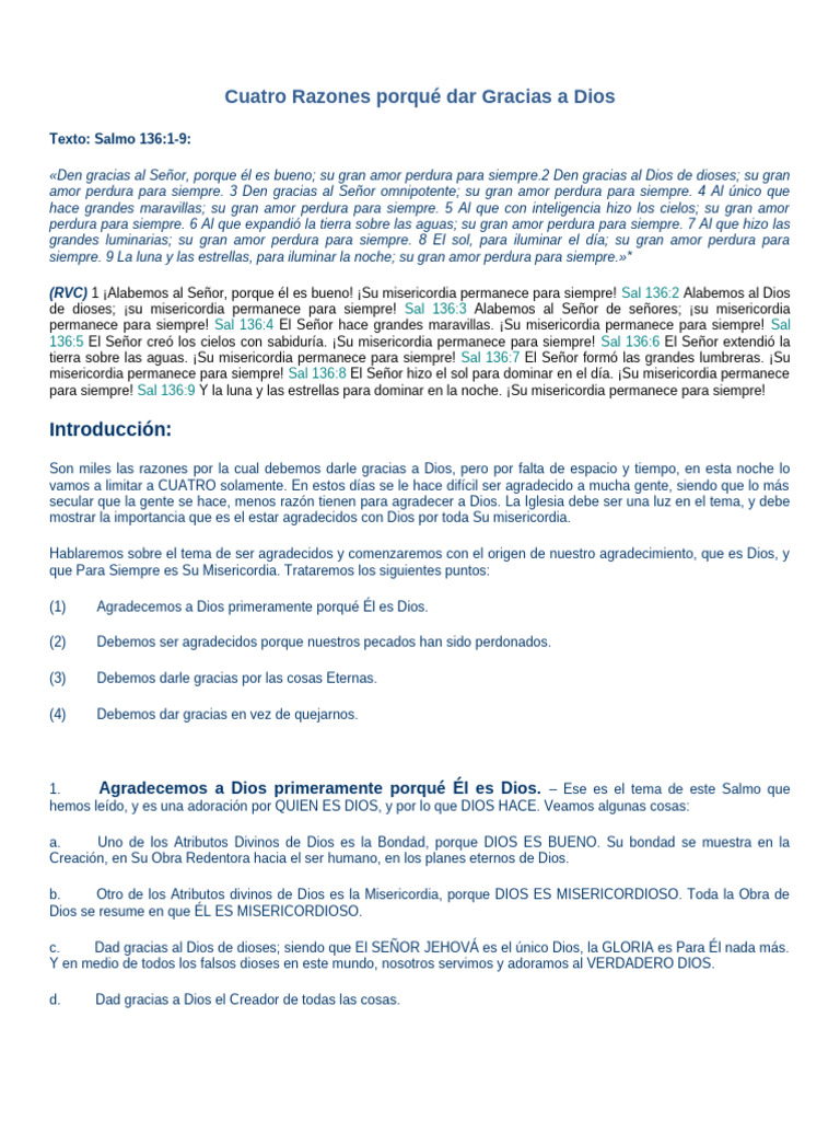 4 Razones Para Dar Gracias a Jesus | PDF | Dios | Cristo (título)