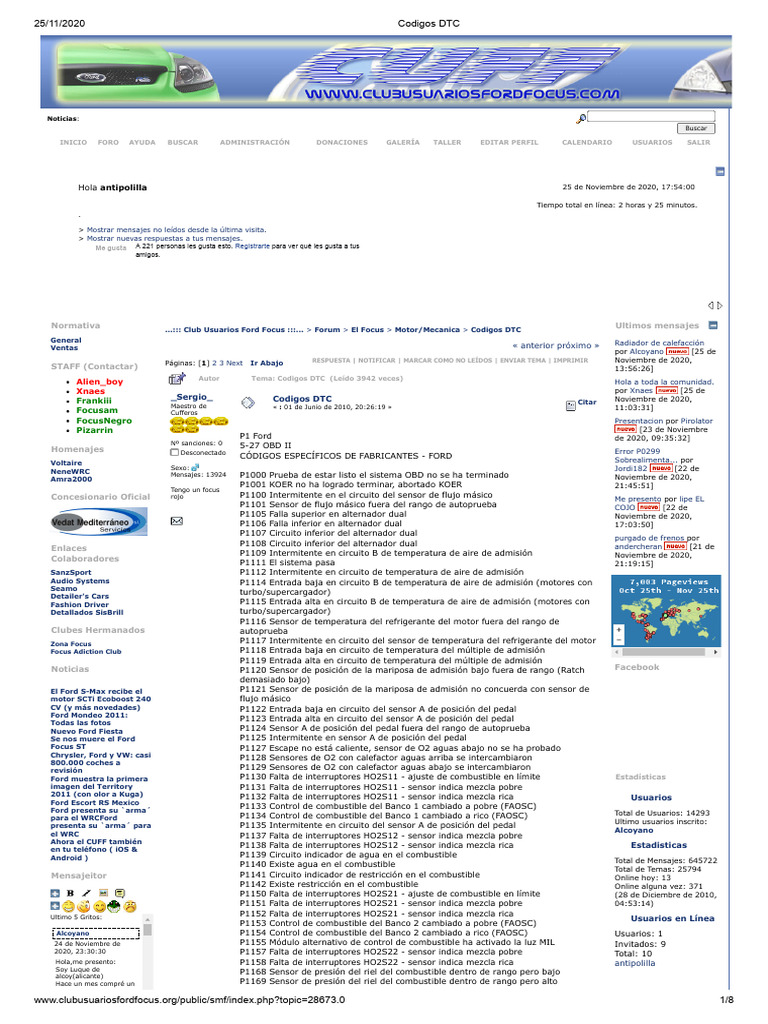 Codigos DTC Ford Focus 2004 | PDF | Bomba | Turbocompresor