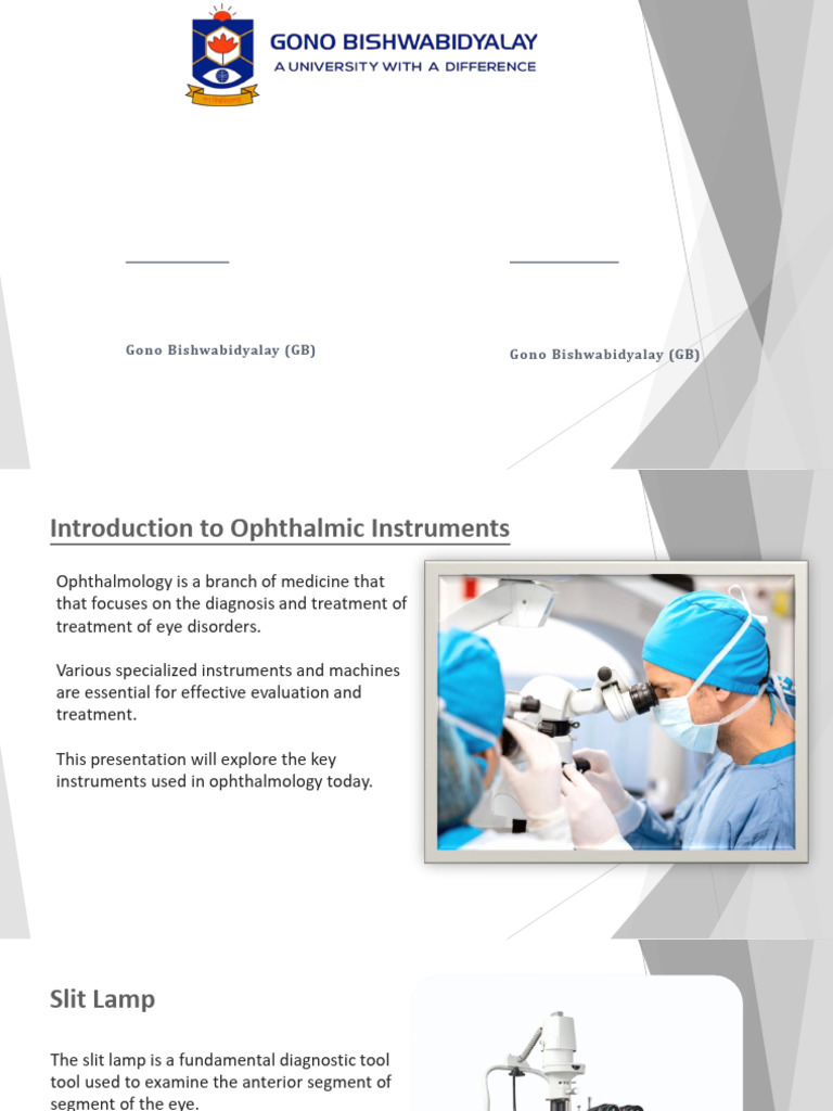Key Instruments in Ophthalmology | PDF | Ophthalmology | Glaucoma