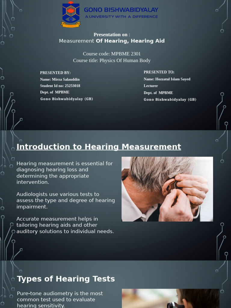 Hearing Measurement and Aids Overview | PDF | Hearing | Hearing Aid