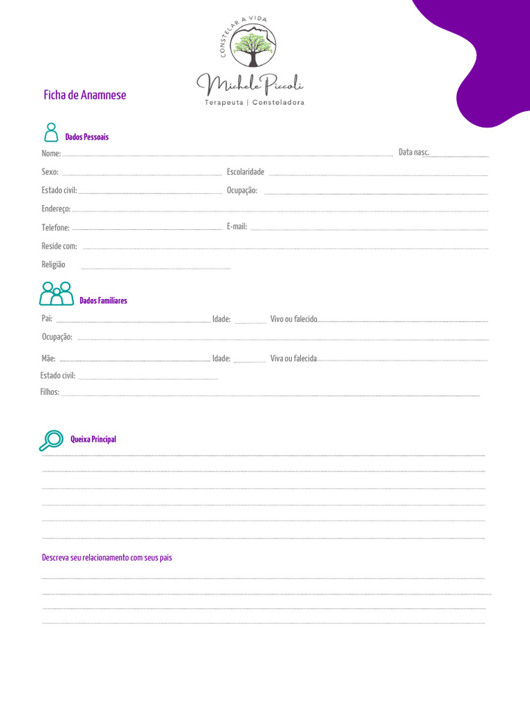 Anamnese Psicológica Ficha PDF | PDF