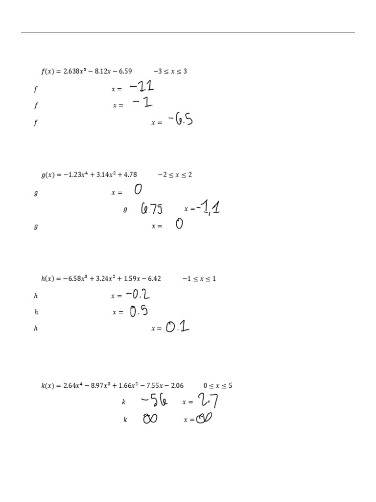 Polynomials and Extrema Worksheet B | PDF