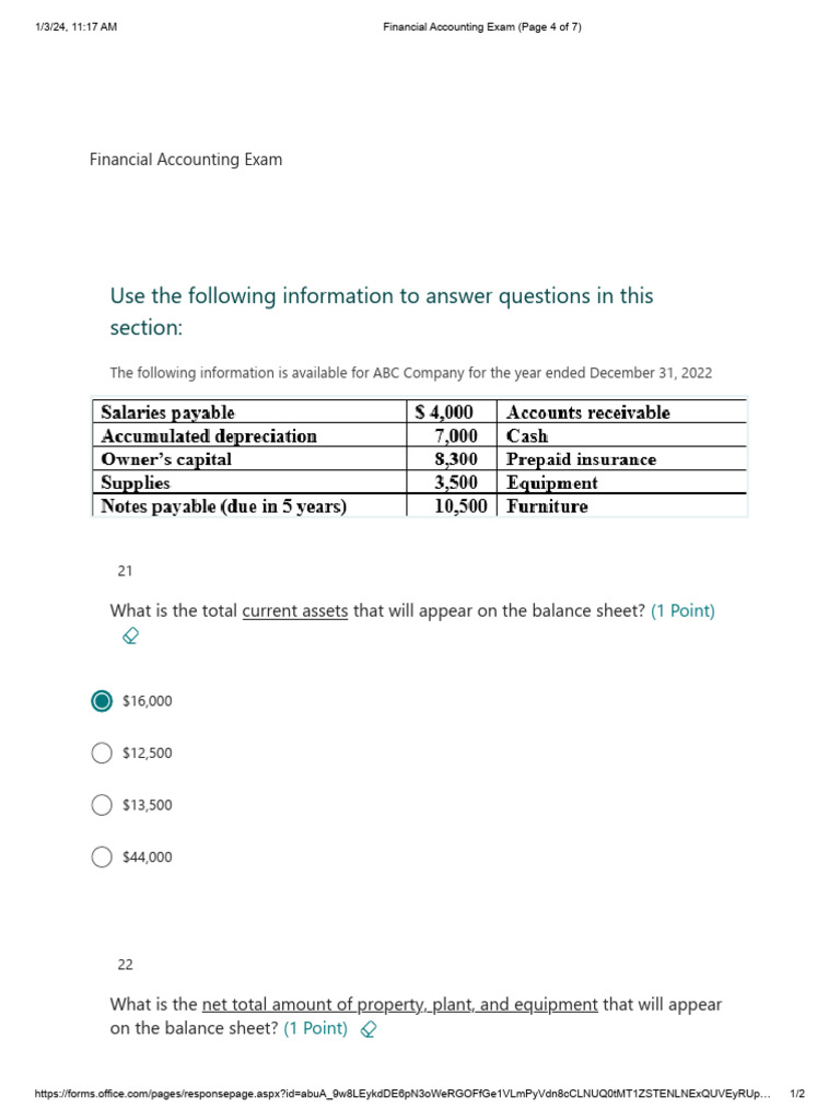 Financial Accounting Exam (Page 4 of 7) | PDF