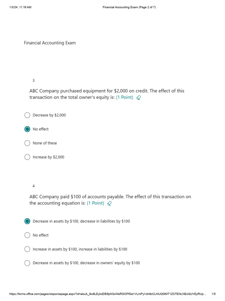 Financial Accounting Exam (Page 2 of 7) | PDF | Debits And Credits ...