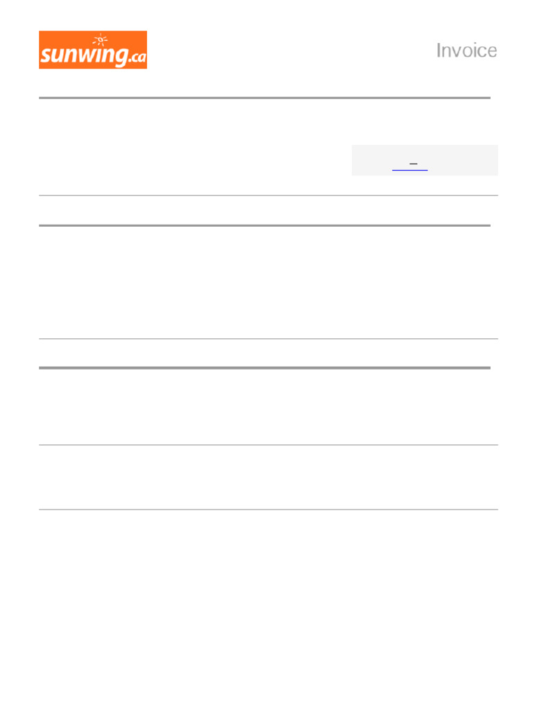 Sunwing Vacations Invoice 140044893 | PDF | Fee | Travel Visa