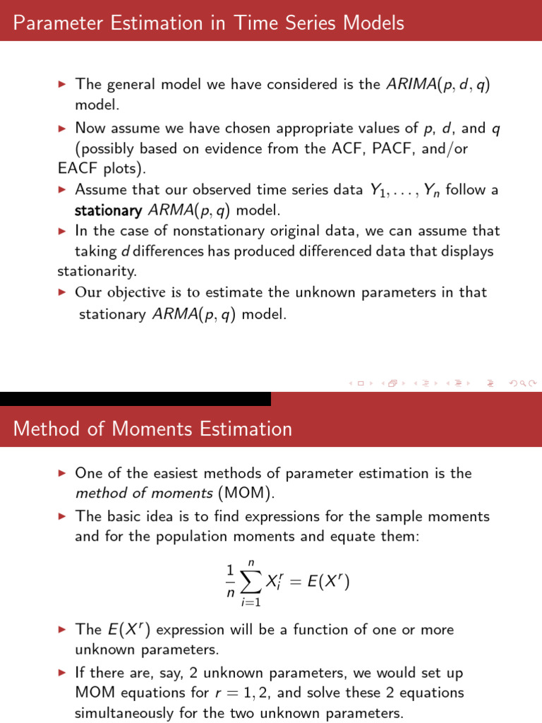 Parameter Estimation in ARIMA Models | PDF | Estimator | Autoregressive ...