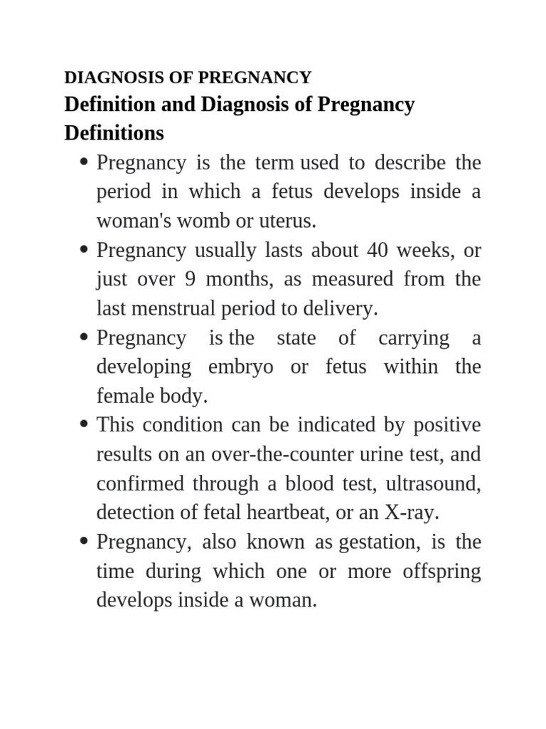 Diagnosis of Pregnancy Note 1 | PDF | Childbirth | Uterus