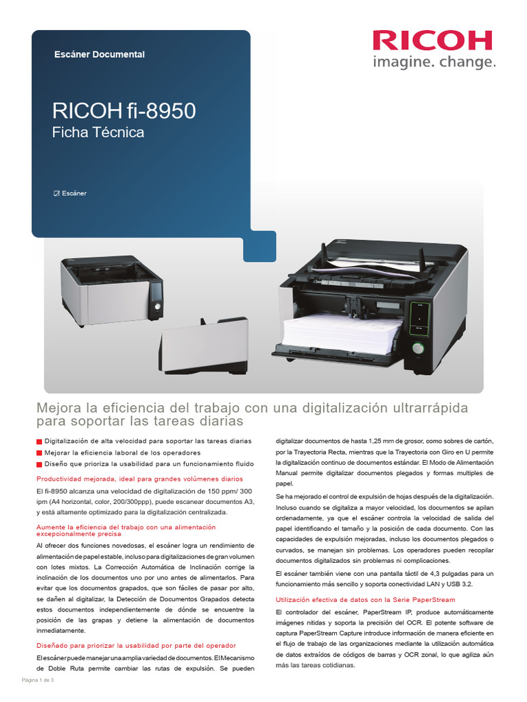 Scanner Fi 8950 CG01000-310109-G3 | PDF | Escáner de imagen | USB