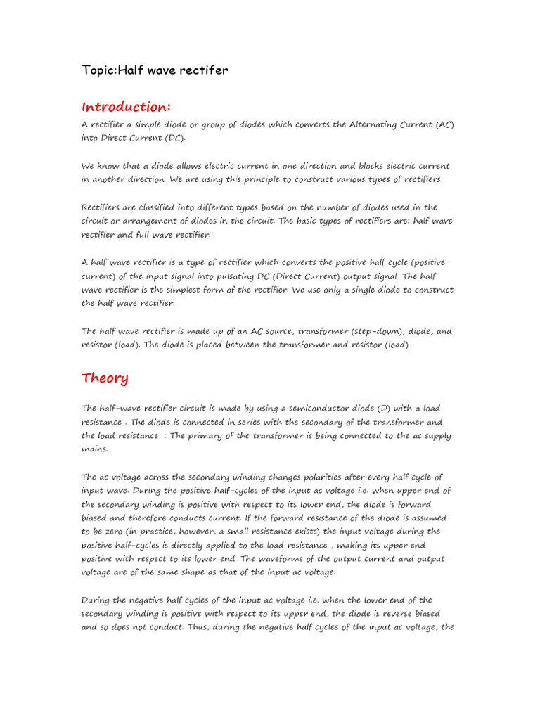 yal phy project | PDF | Rectifier | Diode