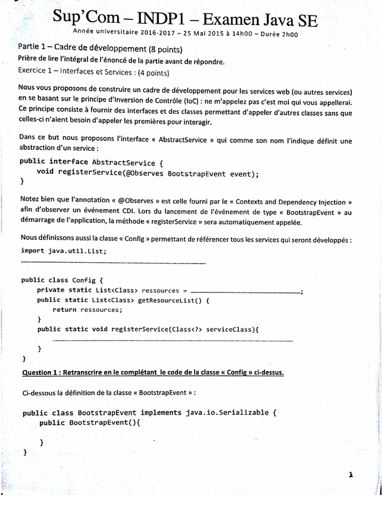 Examen Java 2017 | PDF