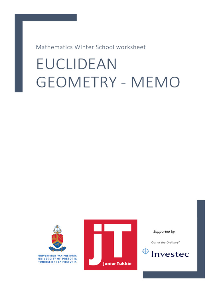 JT Winter School 2020 Euclidean Geometry Memo 1.zp192745 | PDF | Circle | Euclidean Plane Geometry