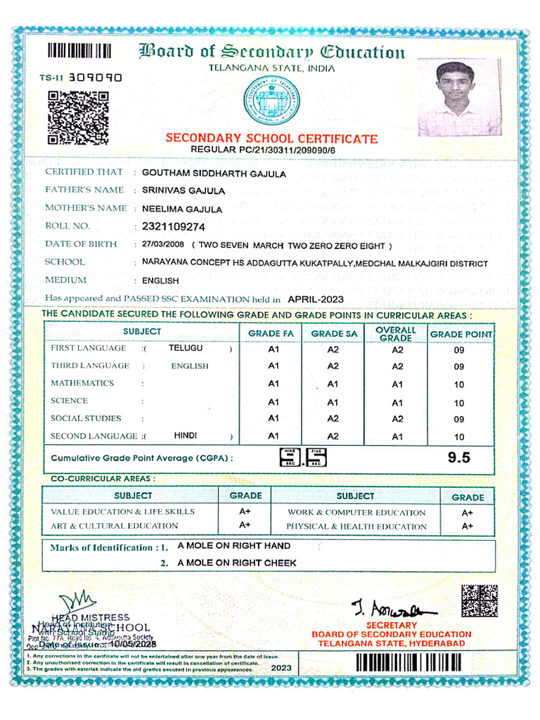 Class X Certificate | PDF