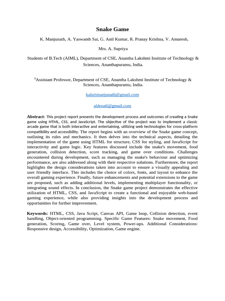 Snake Game Development Guide | PDF | World Wide Web | Internet & Web