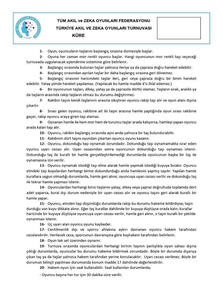 2 - Küre Oyunu Turnuva Kurallari | PDF