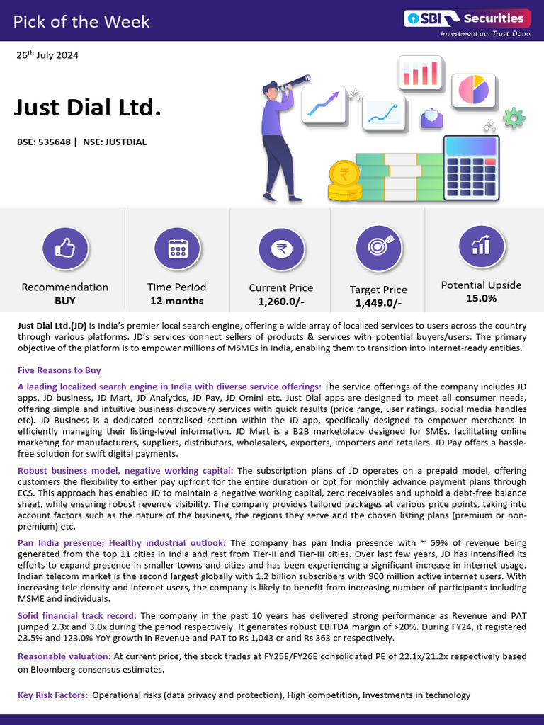 Pick of the Week_Just Dial Ltd | PDF | Financial Analyst | Securities ...