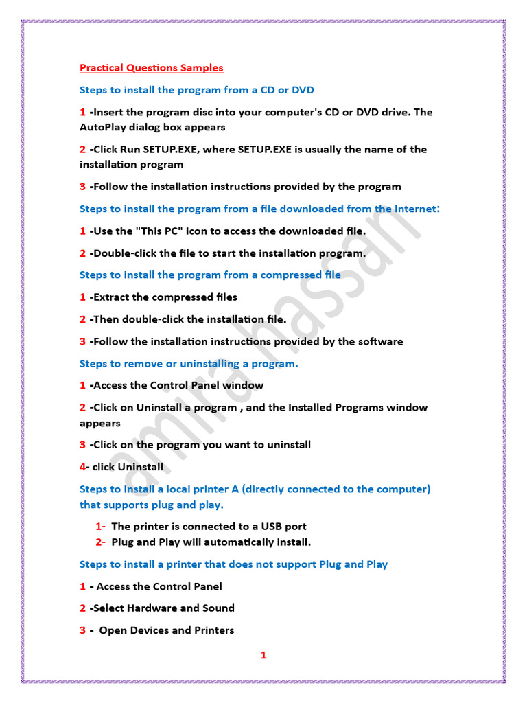 Practical Part1 Prep1 Amira Hassan Pdf Installation Computer Programs User Computing 