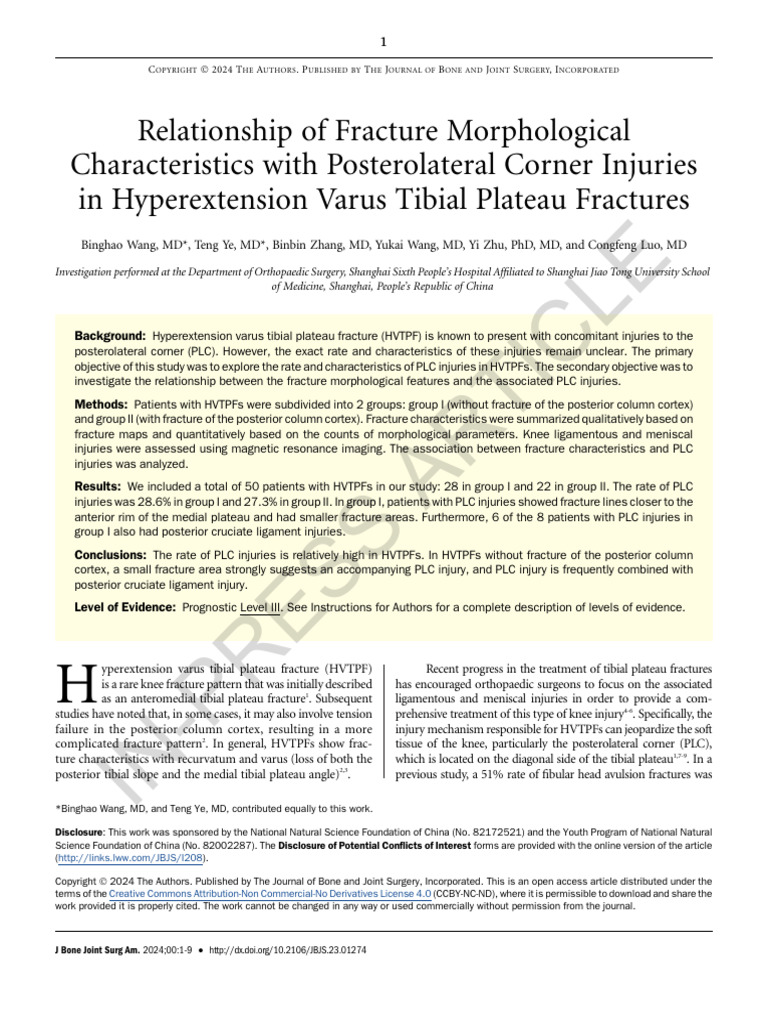 Relationship of Fracture Morphological Characteristics With ...