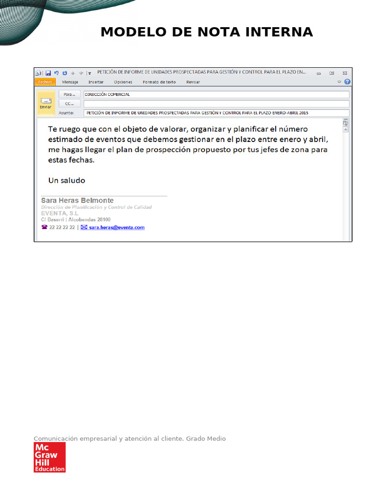 Modelo Nota Interna Correo Electronico U4 | PDF