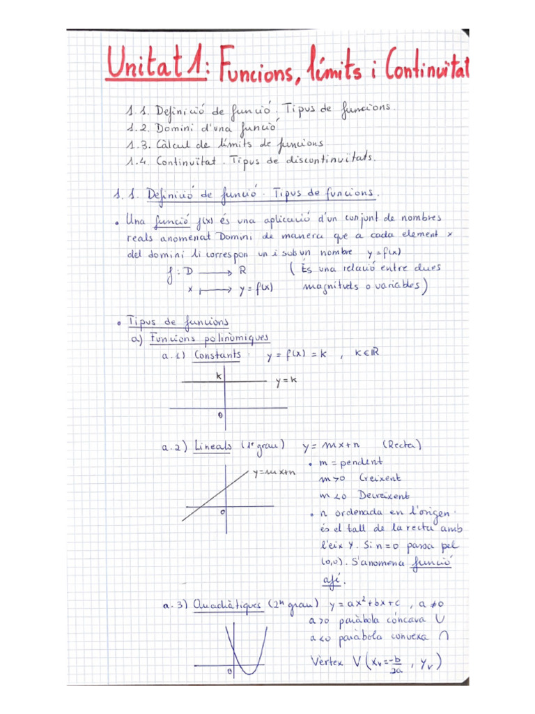 Unitat 1 Funcions, Limits i Continuitat | PDF
