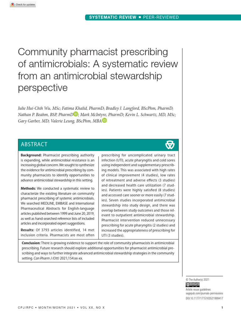 Community Pharmacist Prescribing of Antimicrobials | PDF | Pharmacy ...