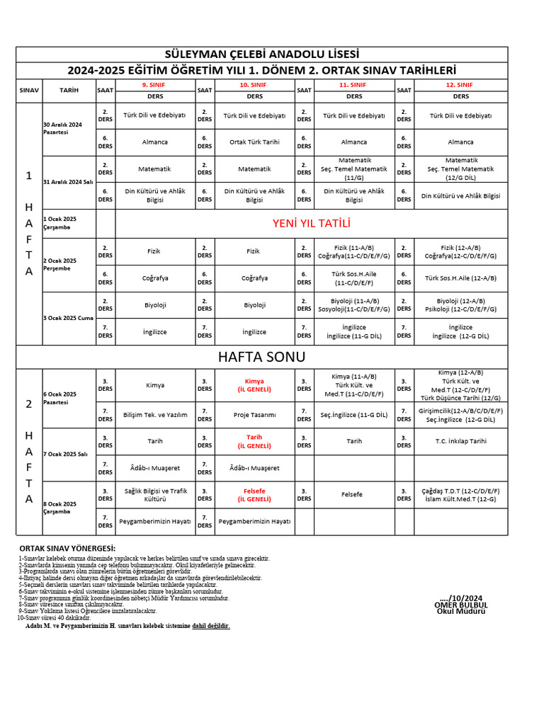 Sçal 2024-2025 1. Dönem 2 Yazili | PDF