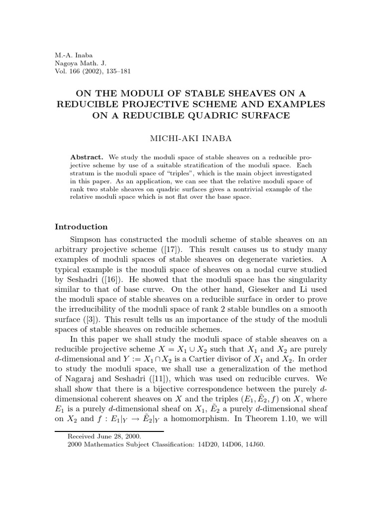 Inaba Moduli Reducible | PDF | Algebra | Geometry