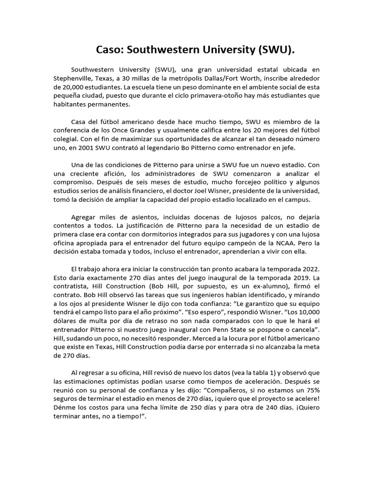 Caso - Southwestern University (SWU) | PDF