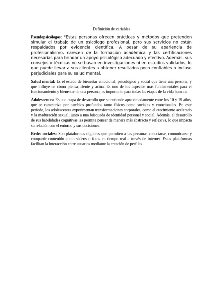 Definición de Variables | PDF