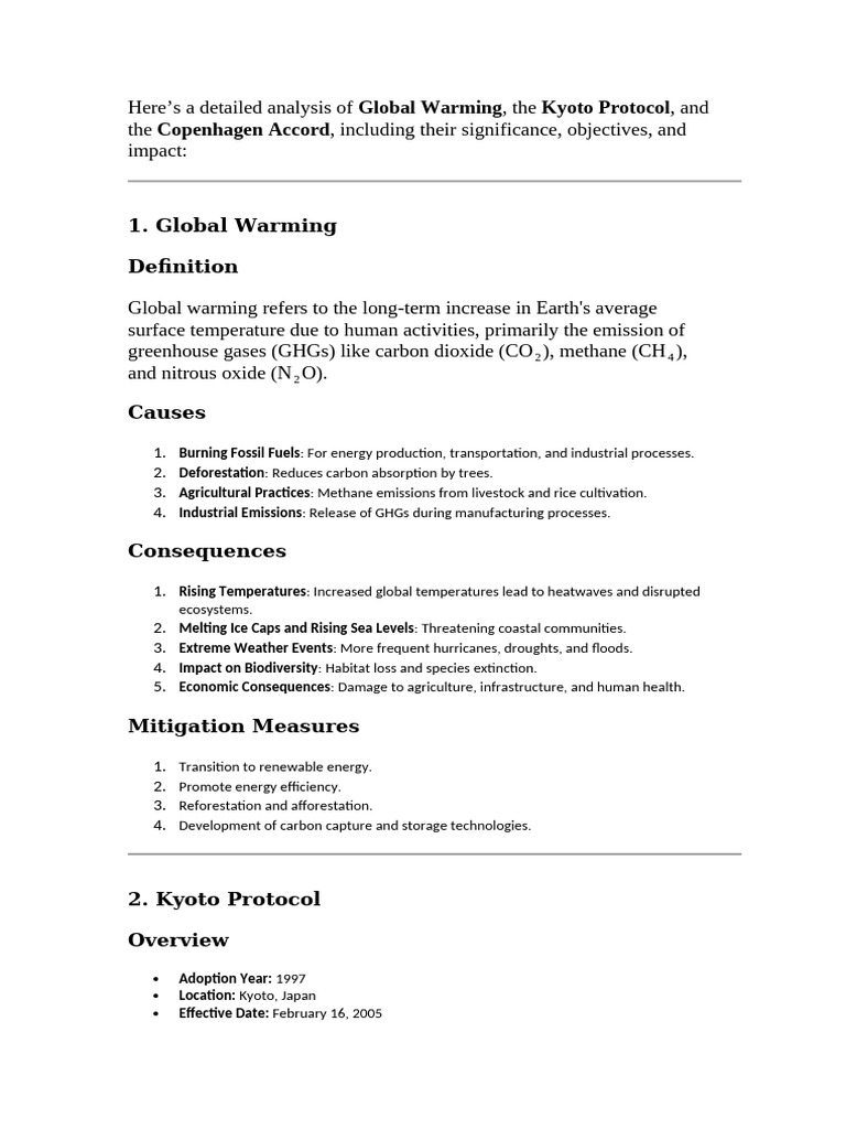 Global Warming, Kyoto Protocal, Copenhagen Accord | PDF | Kyoto Protocol | Climate Change