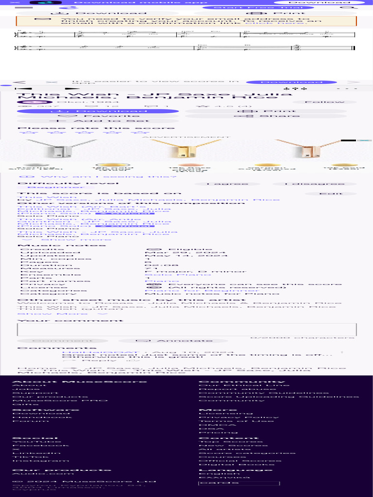 This Wish - JP Saxe, Julia Michaels, Benjamin Rice Sheet Music for ...