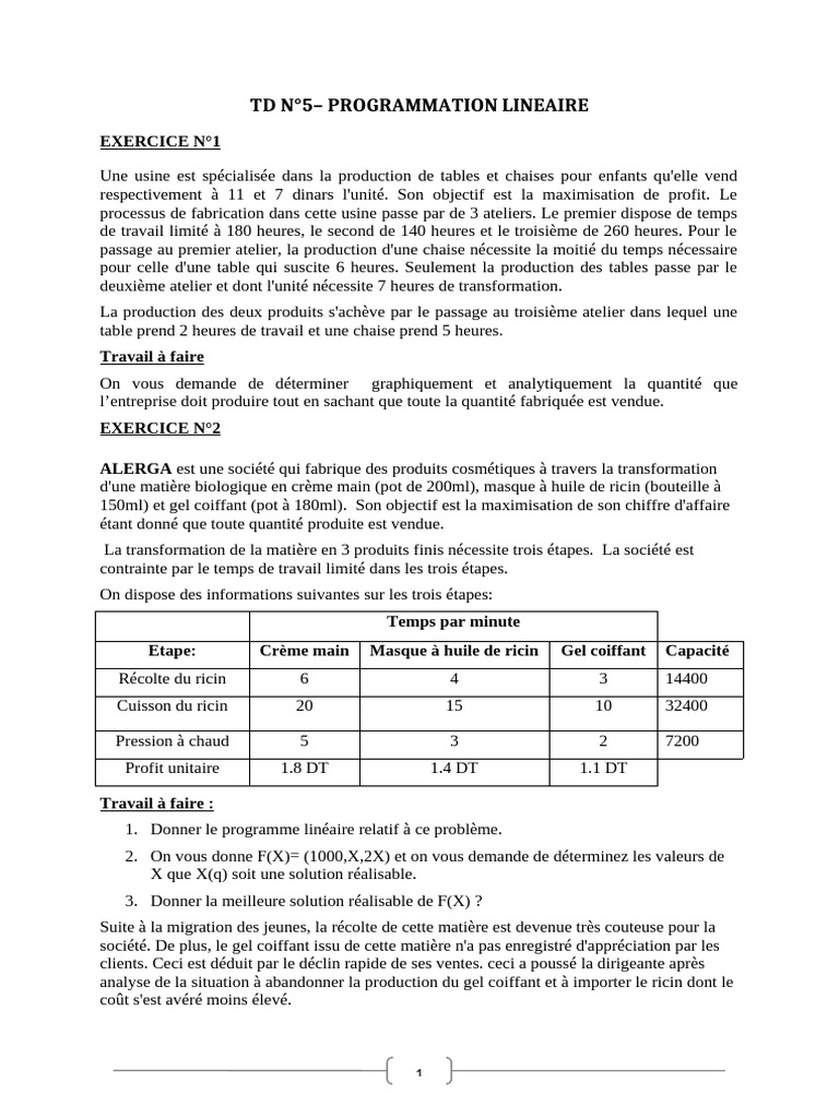 Optimisation de la production en usine | PDF | Optimisation linéaire
