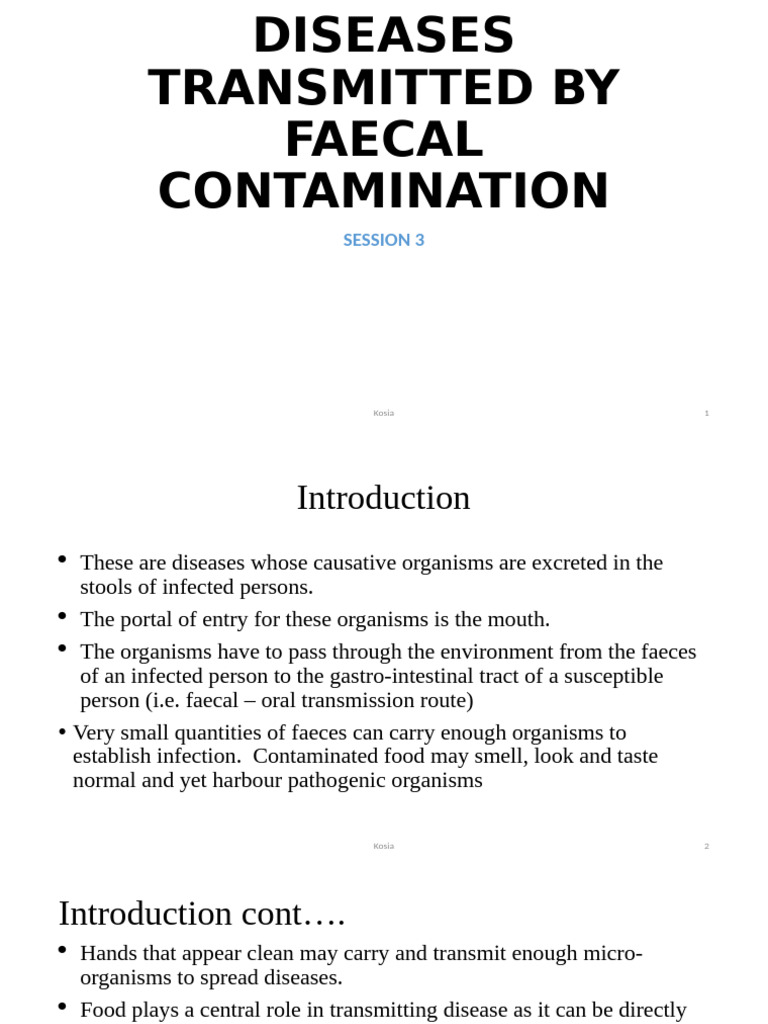 Session 3. Diseases Transmitted by Faecal Contamination | PDF ...