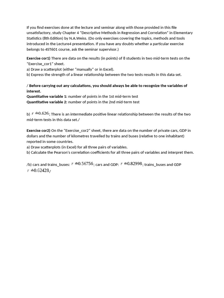 5A Exercises Correlation Regression Analysis After Seminar5 v2.1 | PDF ...