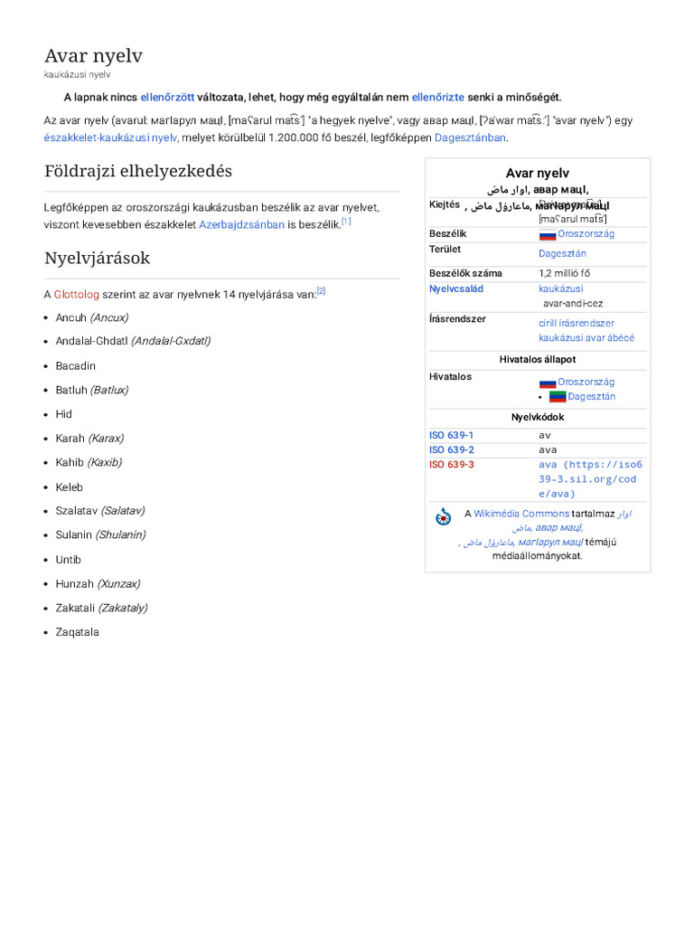 Avar Nyelv | PDF