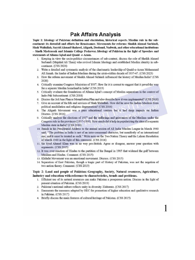 Pakistan Affairs | PDF