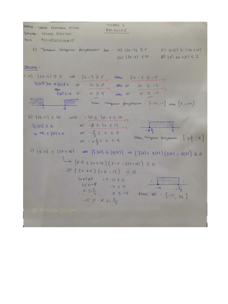 tugas 1 Kalkulus - Yandi -Tek.Elektro | PDF