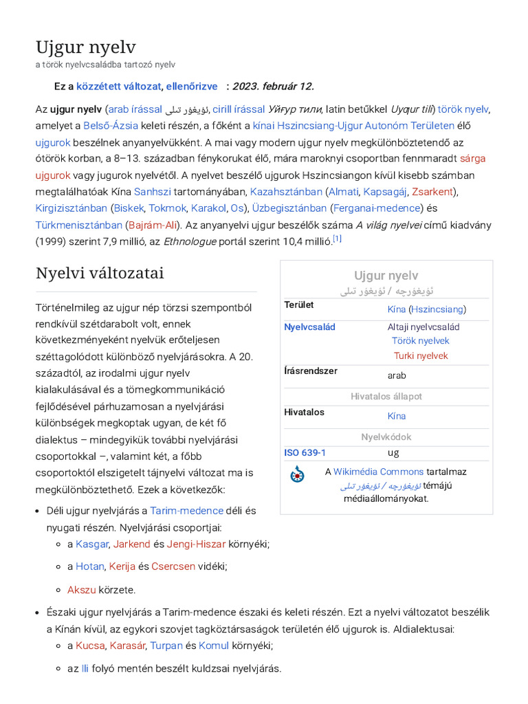 Ujgur nyelv | PDF