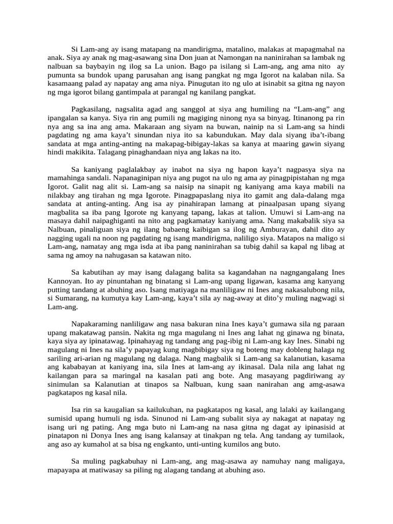 BUOD NG LAM-ANG | PDF