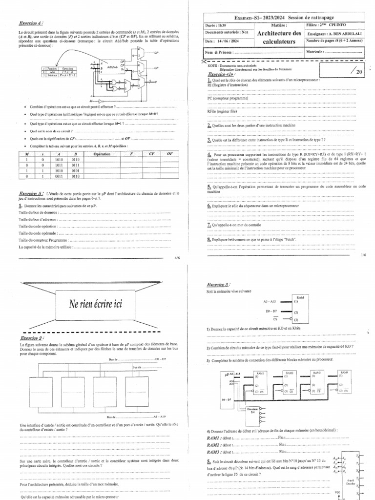 A-U-23-24-CPI - 2-Examens Contrôle (12 - 24 Juin 2024) (23-24) | PDF