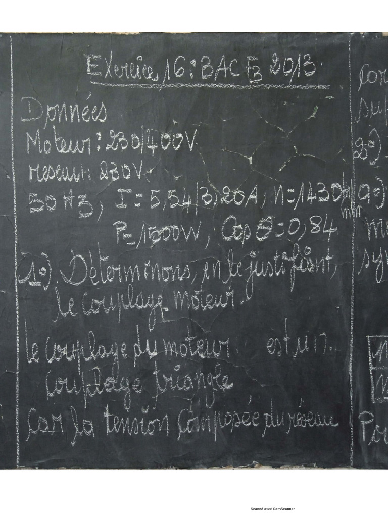 Électrotechnique Moteur Asynchrone Triphasé Exercice 16 Bac F3 2013 | PDF
