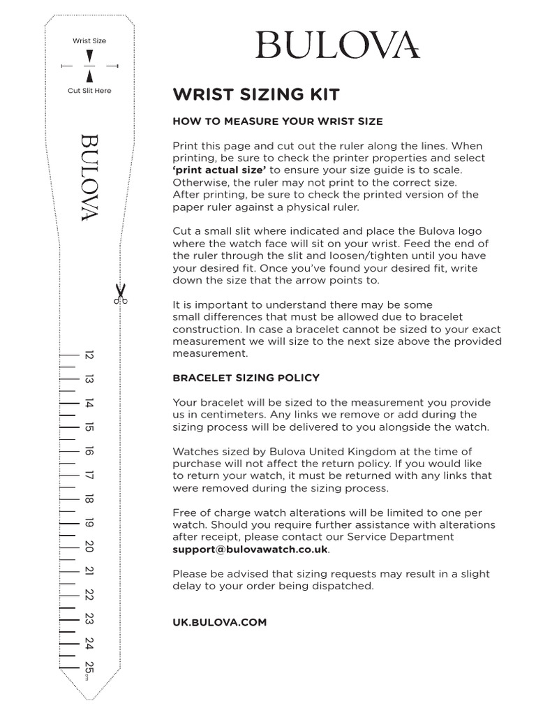Wrist Sizing Kit Instructions | PDF