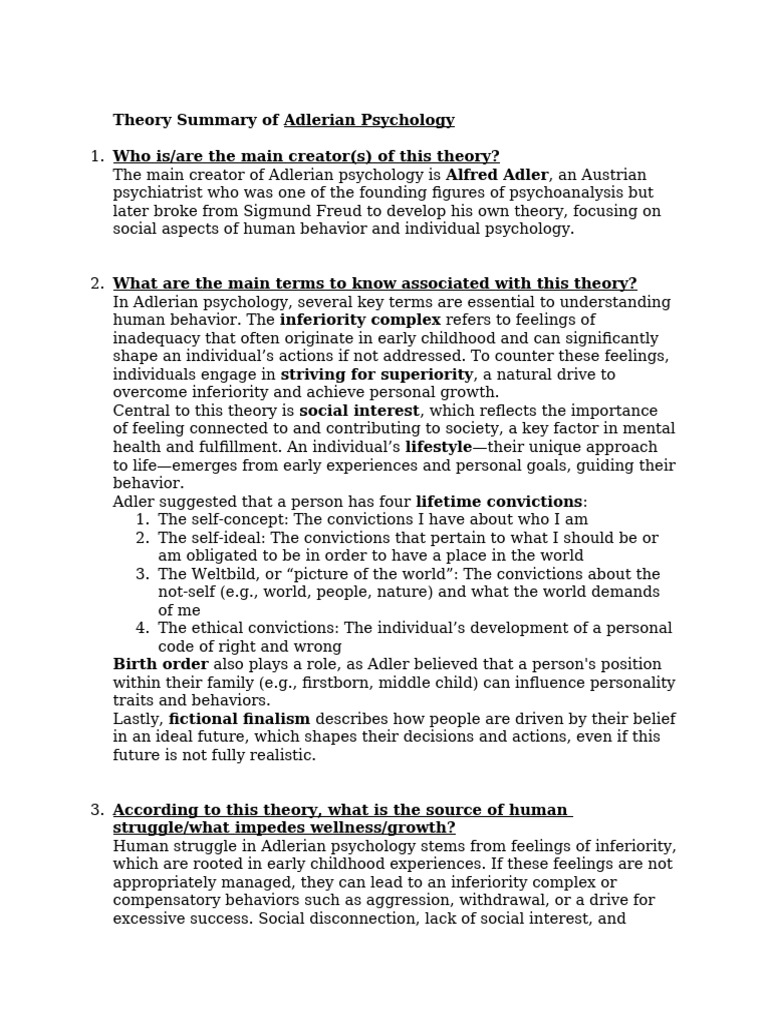 Adlerian worksheet | PDF | Psychotherapy | Psychology