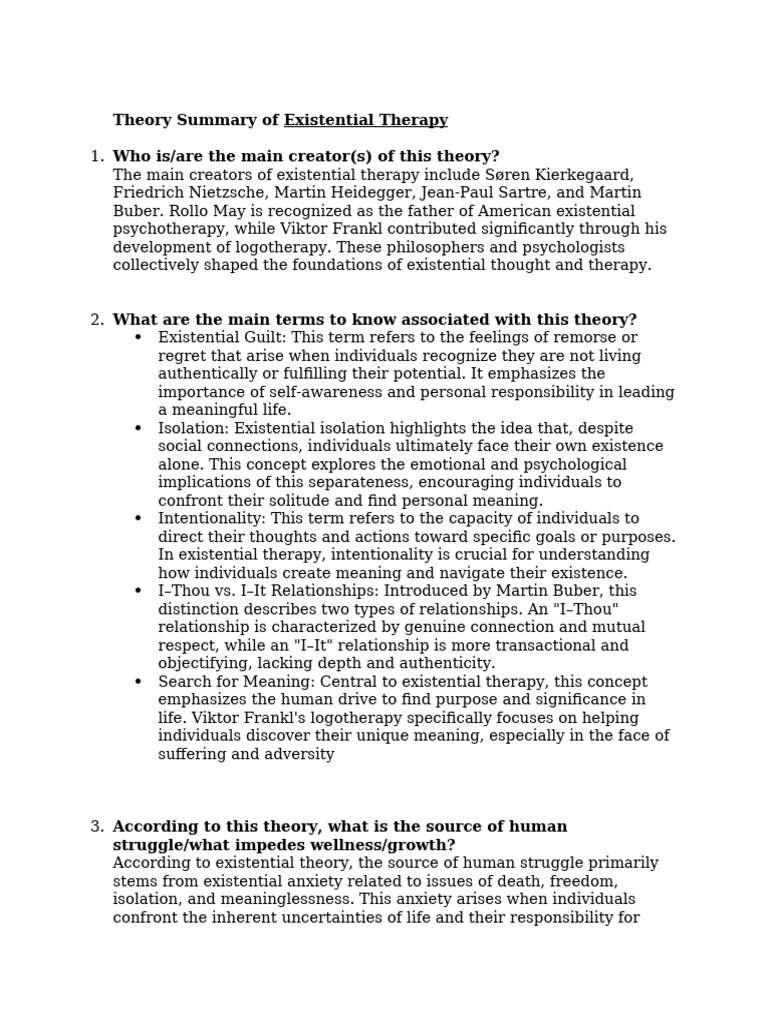 Existential therapy | PDF | Existentialism | Psychotherapy