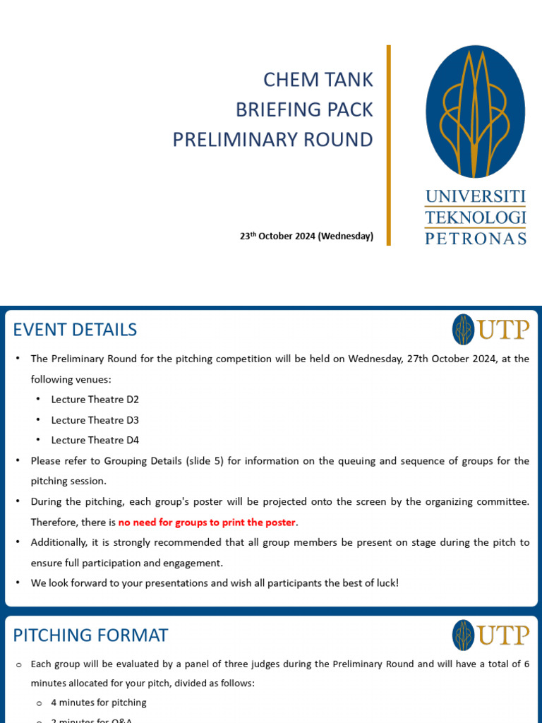 Chem Tank Briefing Pack - Preliminary Round | PDF