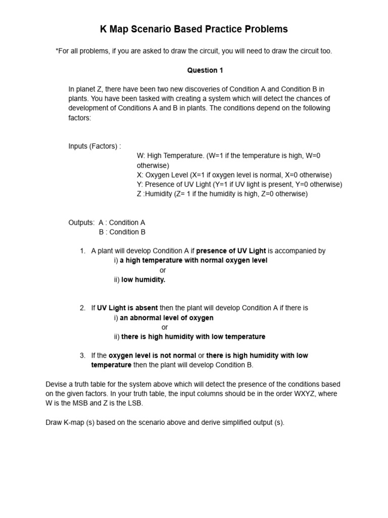 K Map Scenario Based Practice Problems | PDF